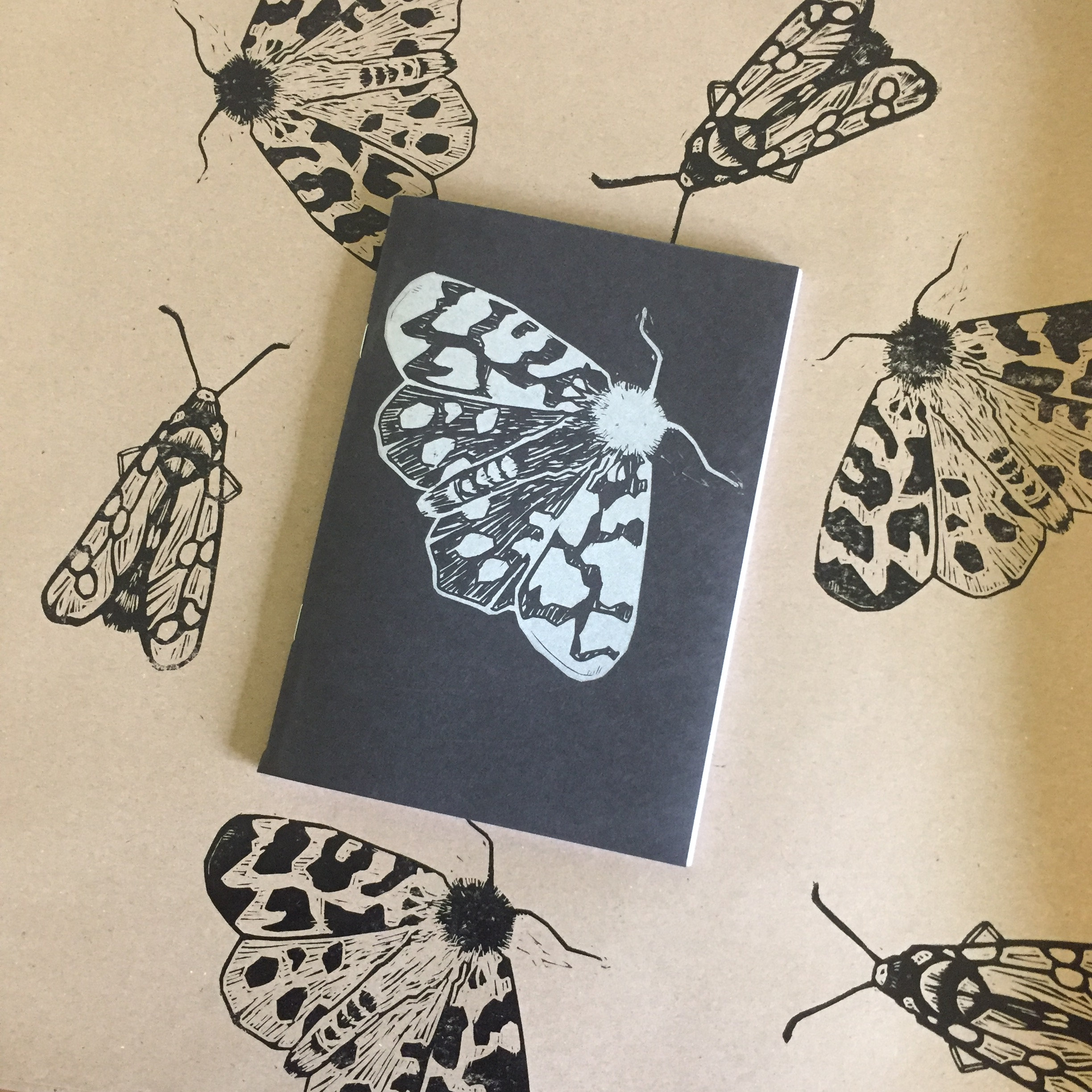 A5 Sketchpad With Tiger Moth Linocut in Silver. - Etsy