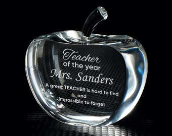Crystal Apple Paperweight Award | Custom Etched & Engraved Glass ...