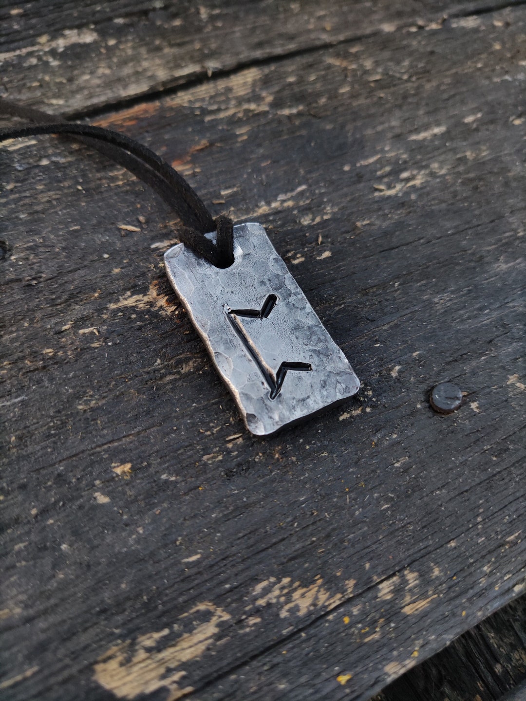 Runes Perthro, Forged Pendant Iron Amulet, Handmade Talisman, Runes ...
