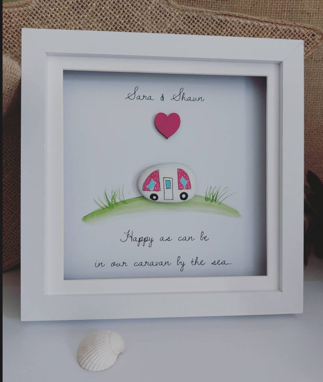 Personalised Caravan Gift, Pebble Art, Frame, Caravan Gift, Caravan ...