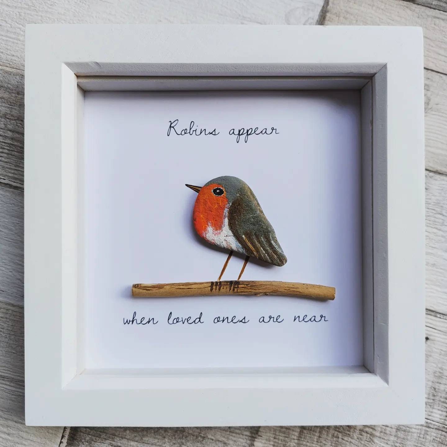 Hand Painted, Robins Appear When Loved Ones Are Near Pebble Art Frame ...