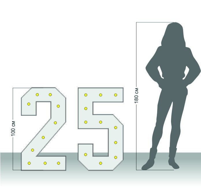 Light up set of two numbers Giant event numbers Number light | Etsy