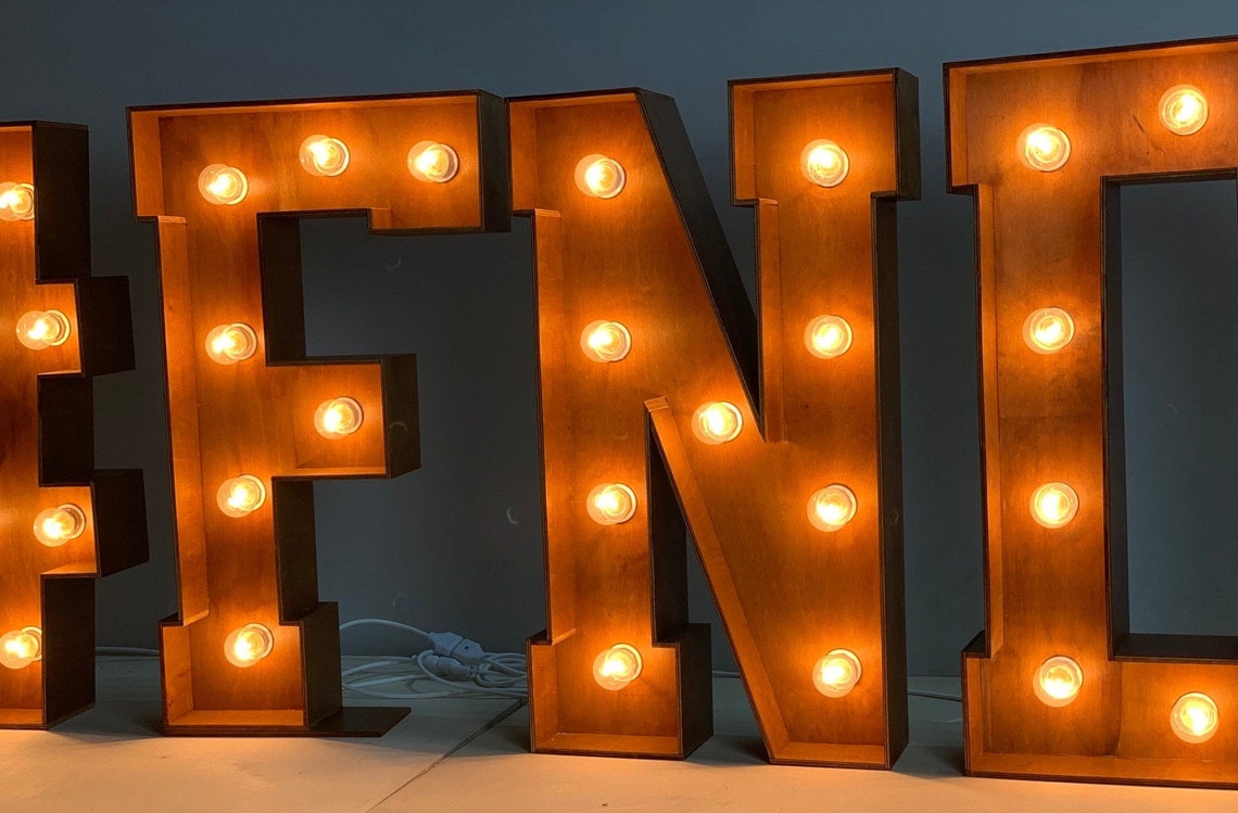 Giant Light up Letters and Symbols With Bulbs Large Wooden - Etsy