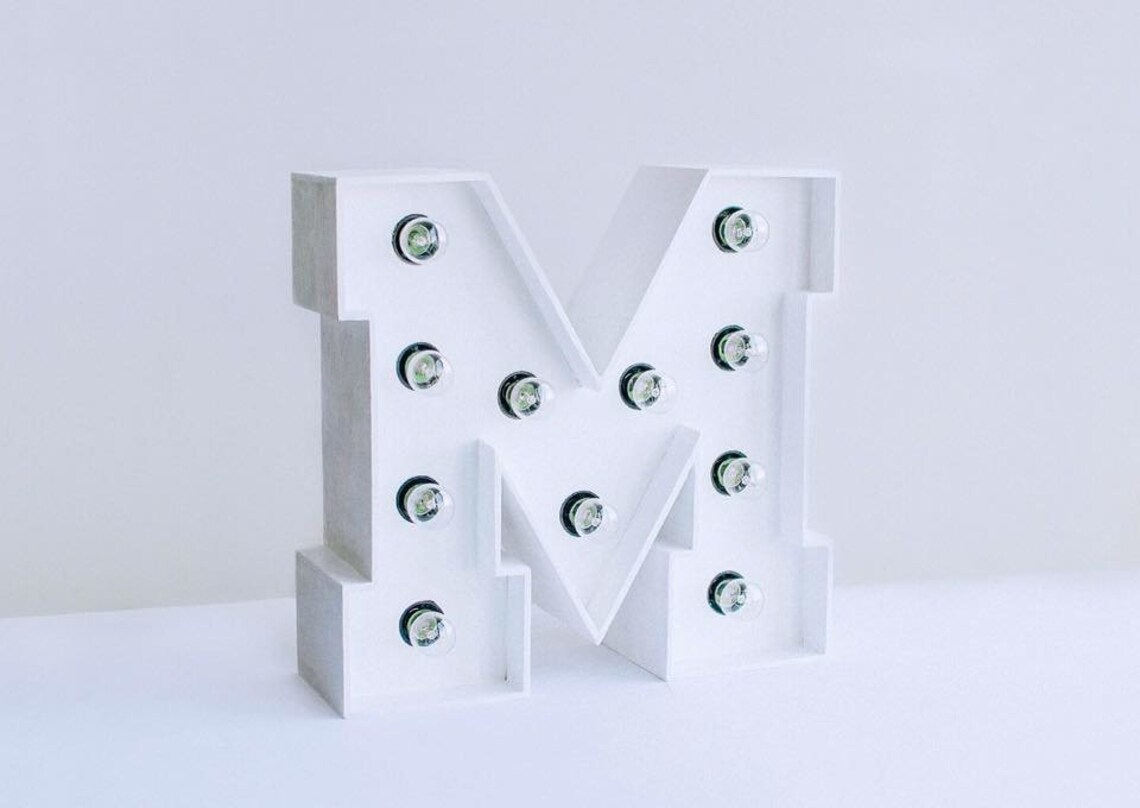 Giant light up letters and symbols with bulbs Large wooden | Etsy