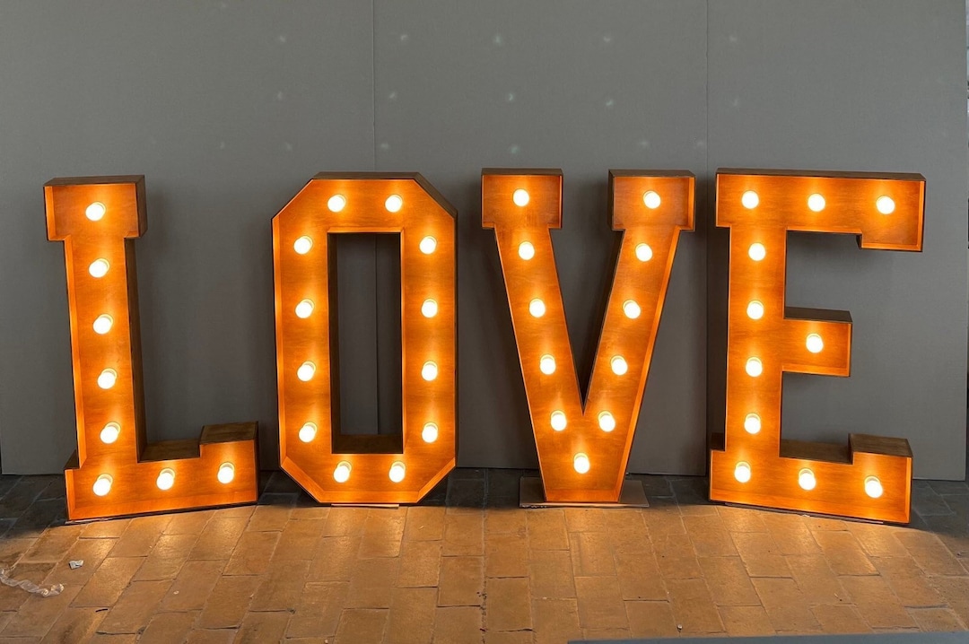 Large Wooden Light up Letters, Letters for the Wedding Photo Zone ...