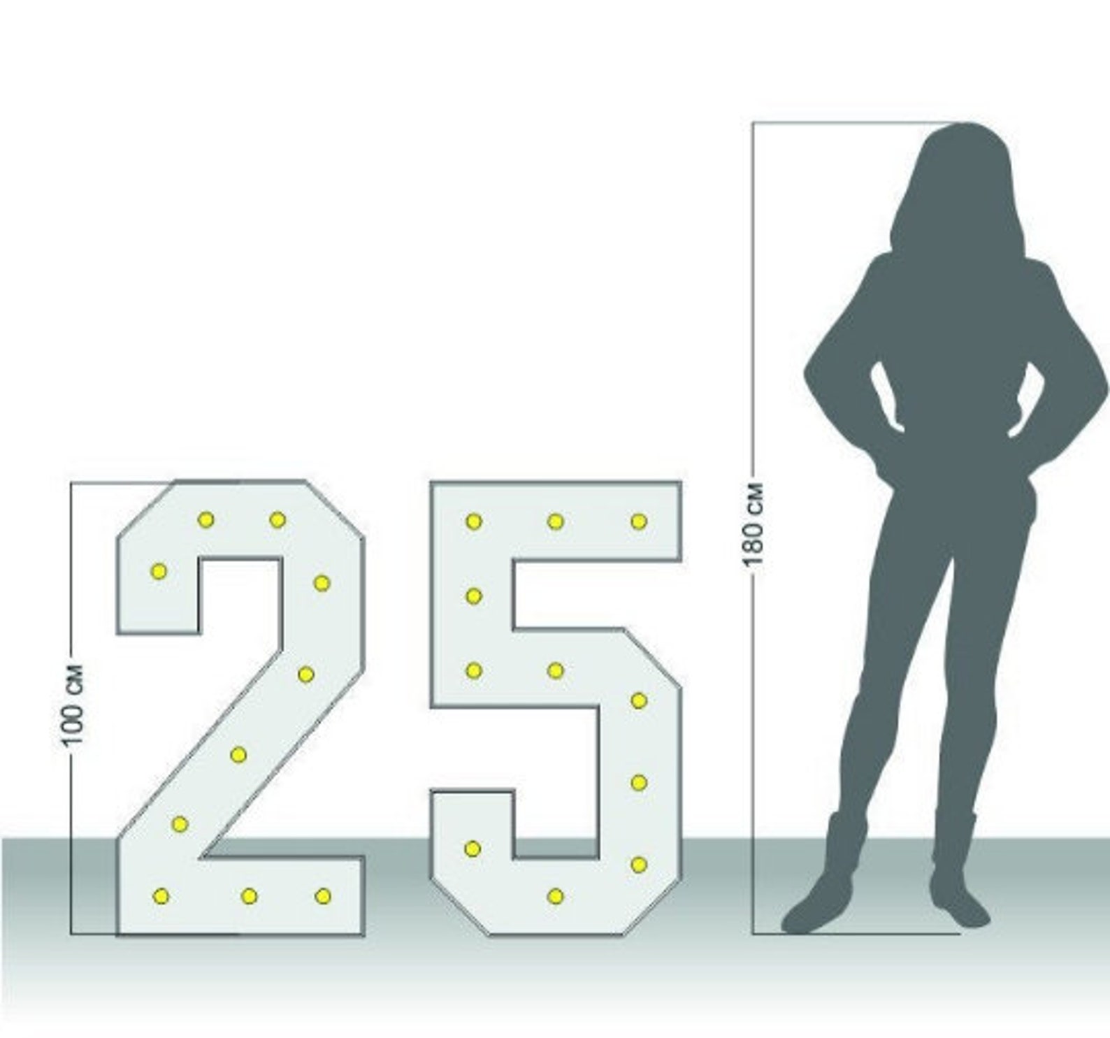 3 Ft 4 Ft Light up Numbers Giant Event Numbers New Year - Etsy