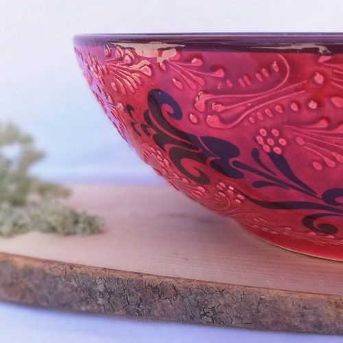 Ceramic Handpainted Red Bowls Traditional Multisize Handmade - Etsy
