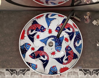 Bathroom Vessel Sink, Artistic Ceramic Countertop Basin, Washing Bowl ...