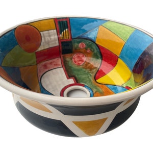 Bathroom Vessel Geometric Sink, Art Sink, Ceramic Countertop Basin ...