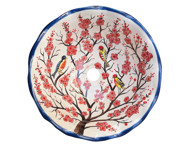 Bathroom Vanity Vessel Bird Sink Bird & Sakura Washbasin - Etsy