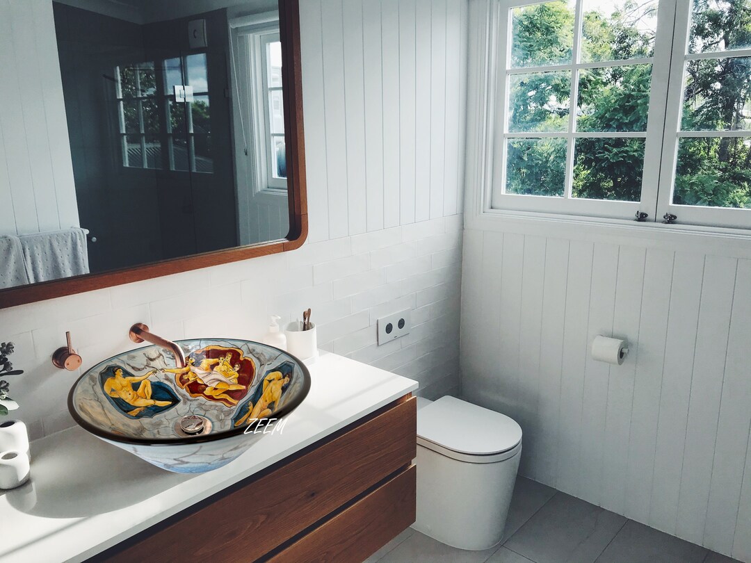 The Creation of Adam, Bathroom Vanity Vessel Sink, Half Bathroom ...