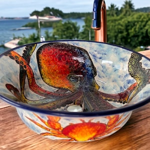 Bathroom Octopus & Crab Vessel Sink, Above Countertop Basin, Bowl Sink ...