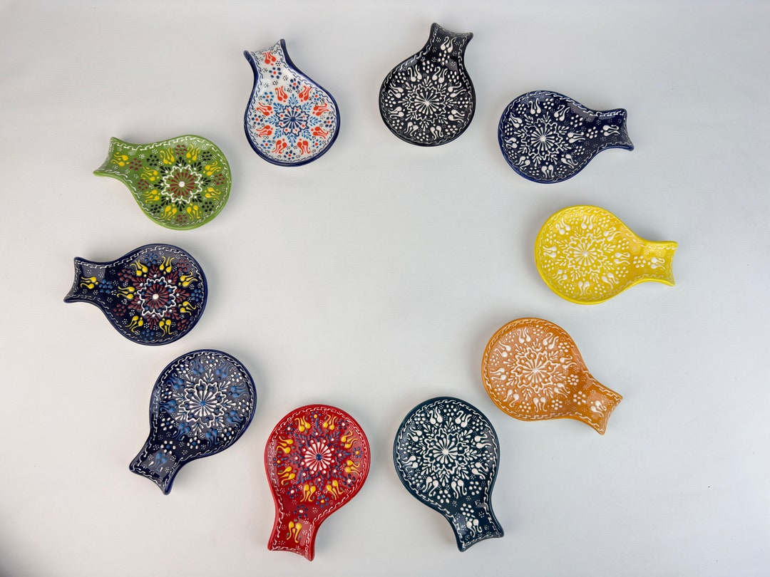 14 Color Ceramic Spoon Rest, Handmade Pottery, Spoon Rest, Kitchen ...