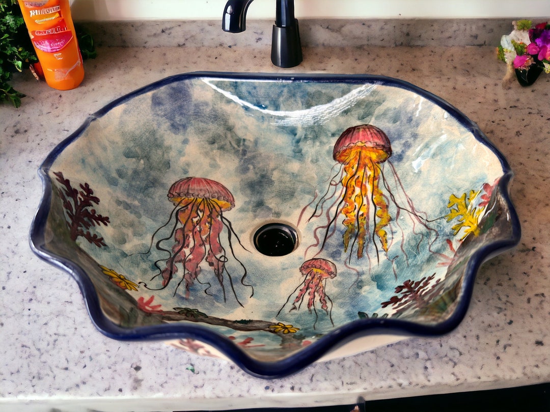 Bathroom Jellyfish Vessel Sink Basin, Master Bath Countertop Basin ...