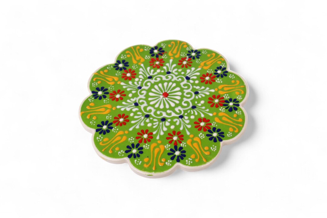 Assorted Color Ceramic Relief Green Trivet for Hot Pots & Pans, Large ...