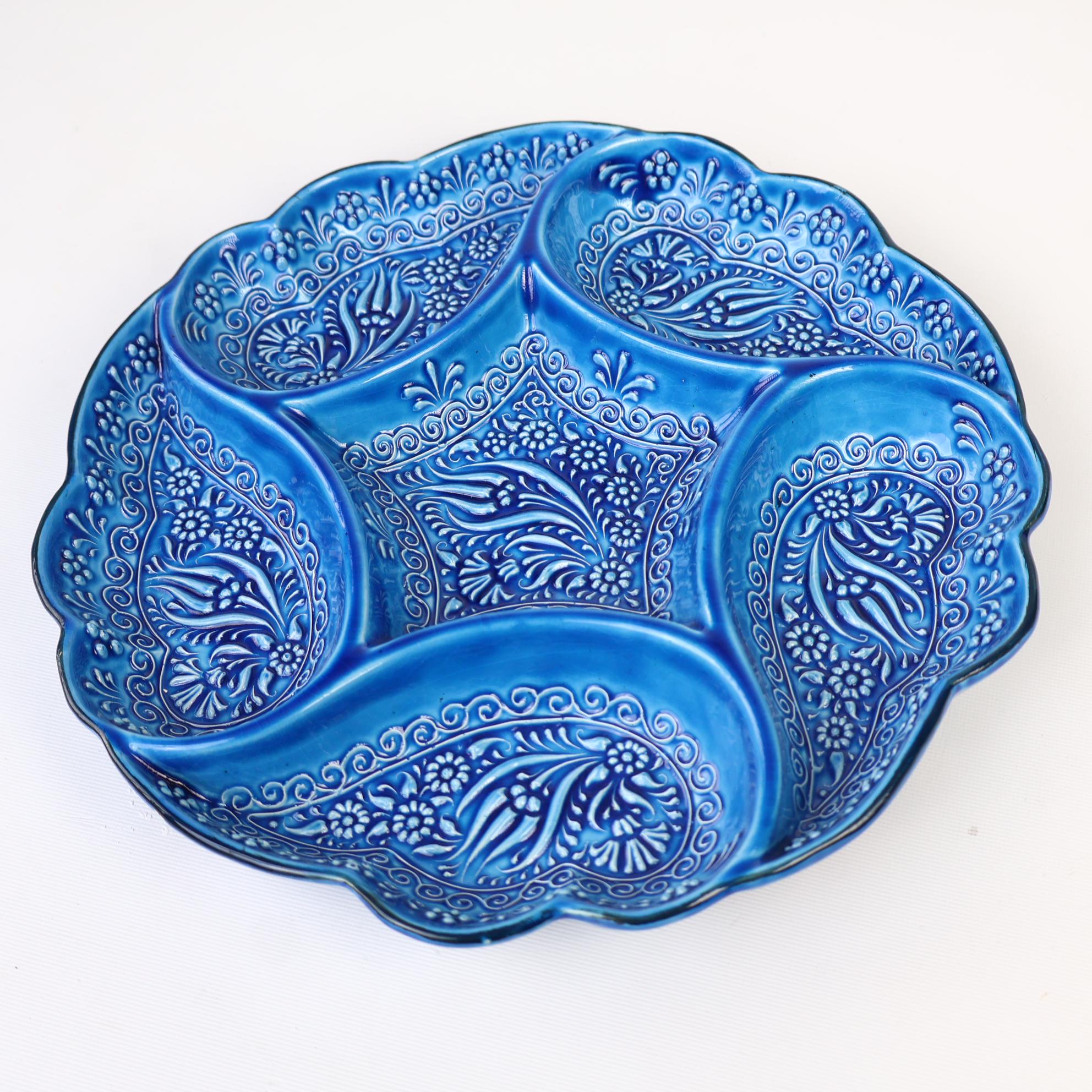 Multi Section Divided Serving Dish Platter, Turkish Ceramic Offering ...
