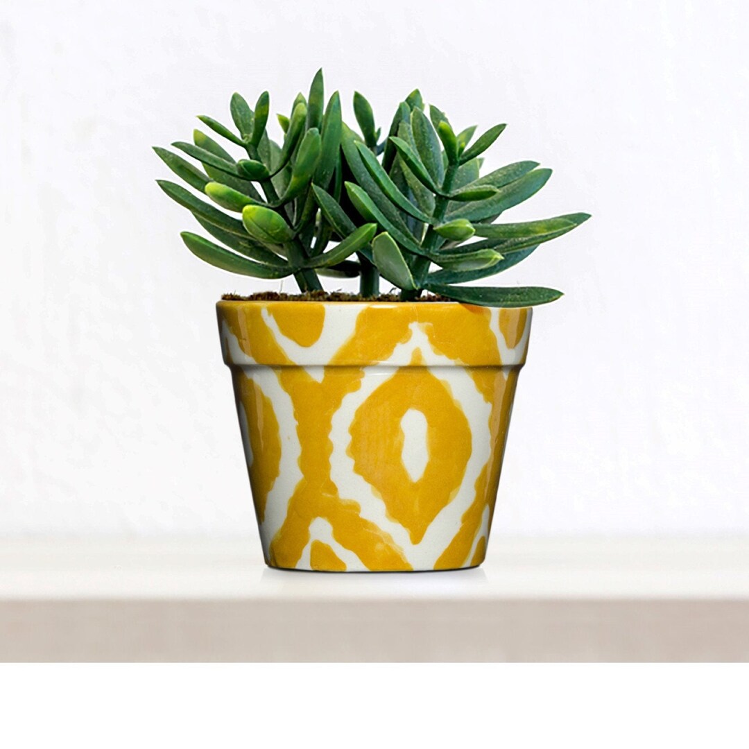 Geometric Cylinder Ceramic Pot, Planter Flower Pot, Fractal Pot for ...