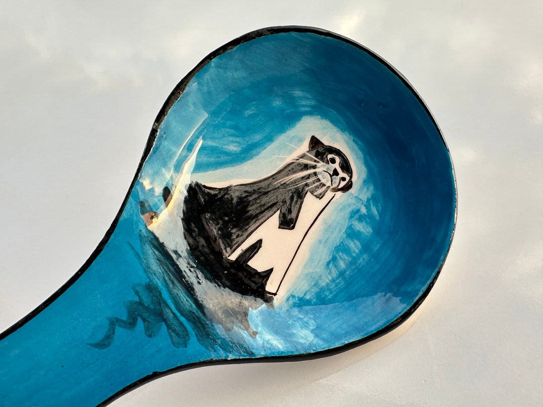 Cute Otter Ceramic Spoon Rest, Spoon Holder, Kitchen Pottery Decor ...