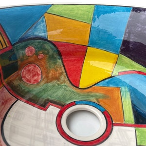Bathroom Vessel Geometric Sink, Art Sink, Ceramic Countertop Basin ...