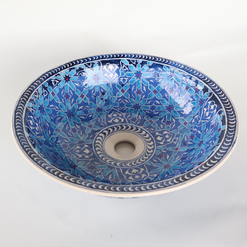 Bathroom Traditional Geometric Oriental Sink, Midcentury Vessel Basin ...