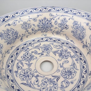Bathroom Ceramic Blue Basin, Kitchen Vessel Sink, Countertop Floral ...