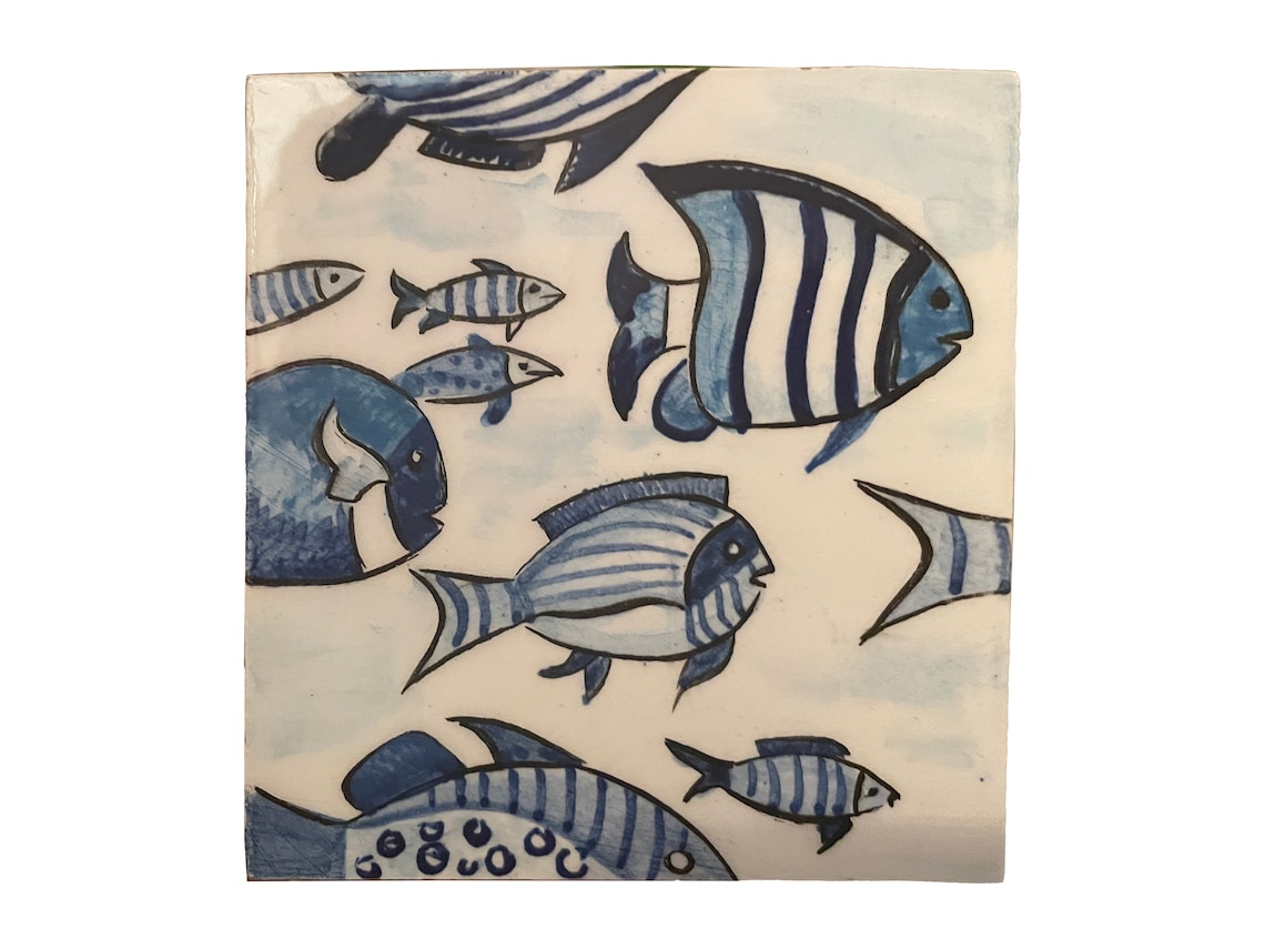 10x10 Cm Sea and Beach Themed Ceramic Tile, Backsplash Accent Ceramic ...