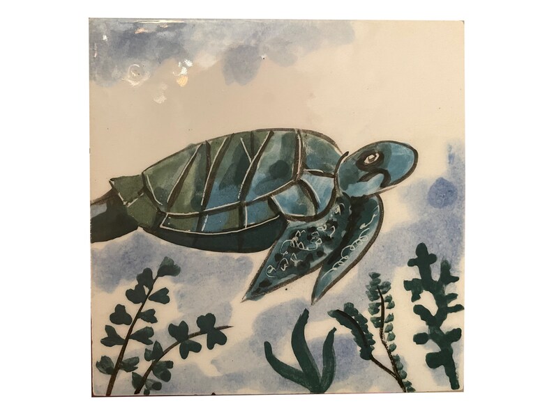 10x10 Cm Sea and Beach Themed Ceramic Tile, Backsplash Accent Ceramic ...