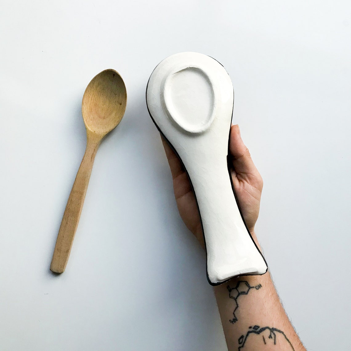 Fully Glazed Blue Ceramic Spoon Holder Utensil Rest Handmade | Etsy