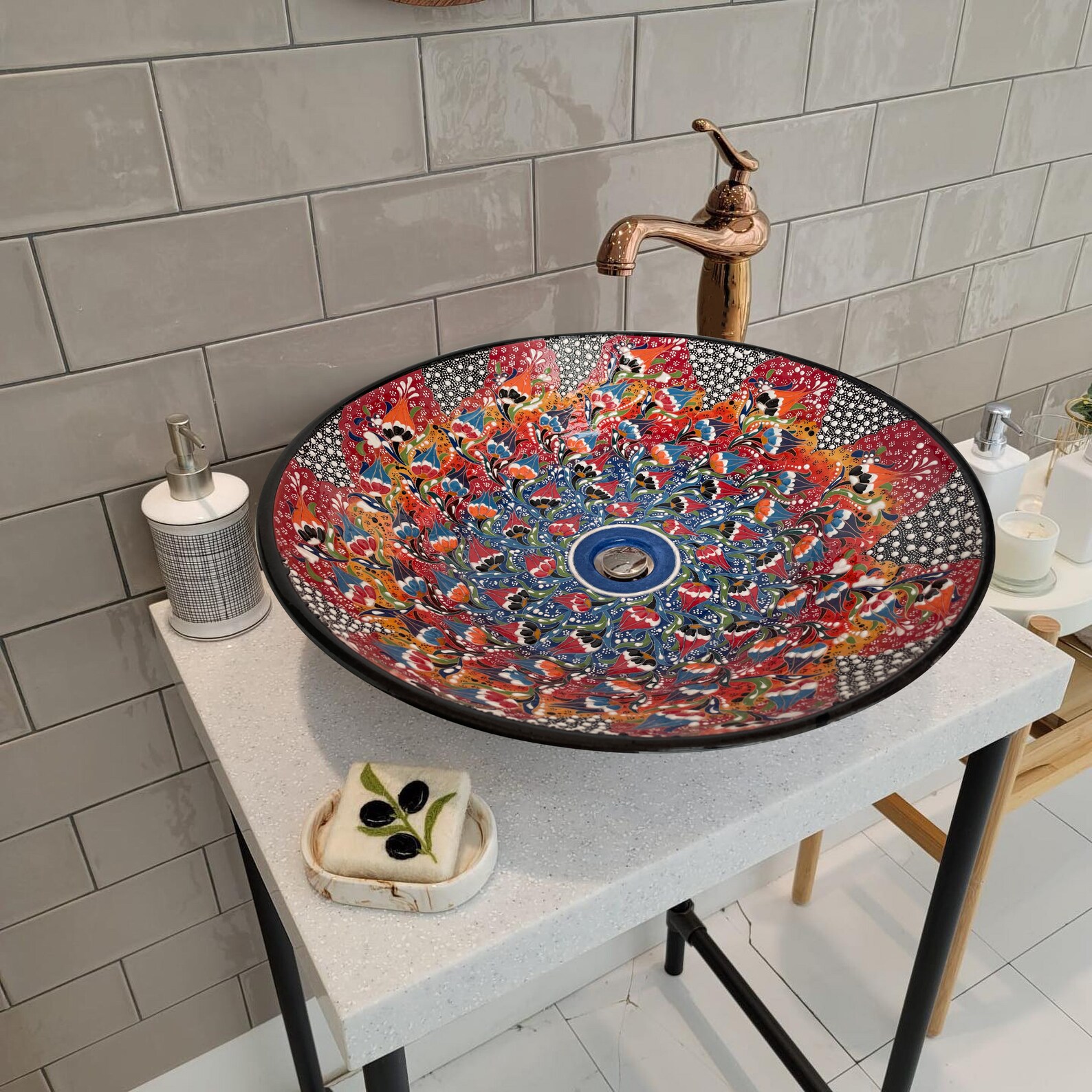 Ceramic Embossed Sink Bathroom Vessel 3D Sink Above - Etsy