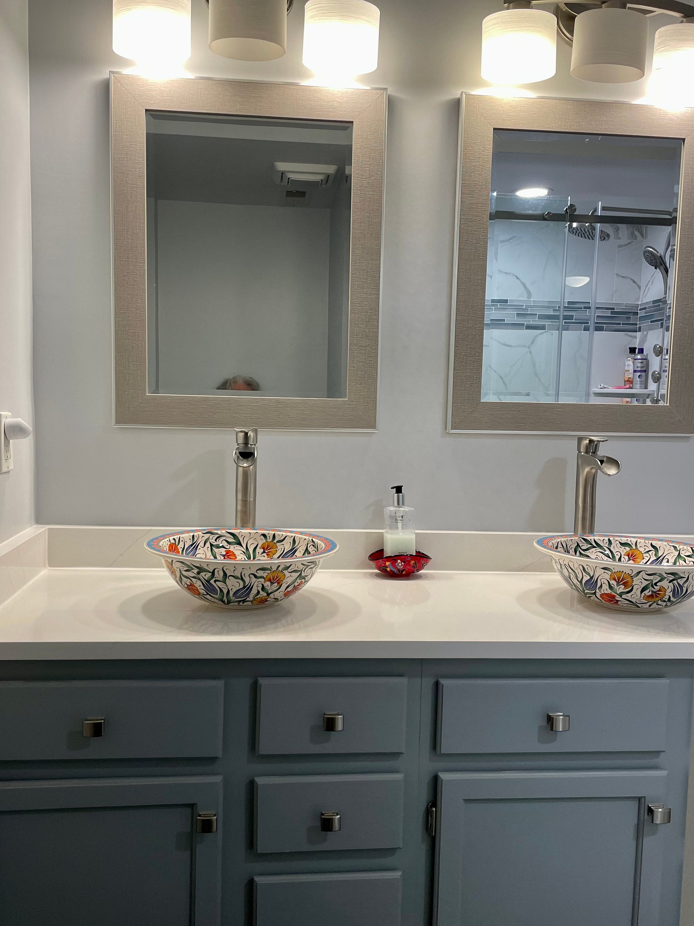 Colorful Flowers Hand Painted Sink, Round Washbasin, Turkish Ceramics ...