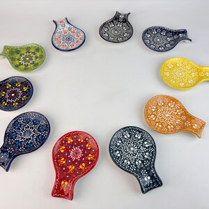 14 Color Ceramic Spoon Rest, Handmade Pottery, Spoon Rest, Kitchen ...