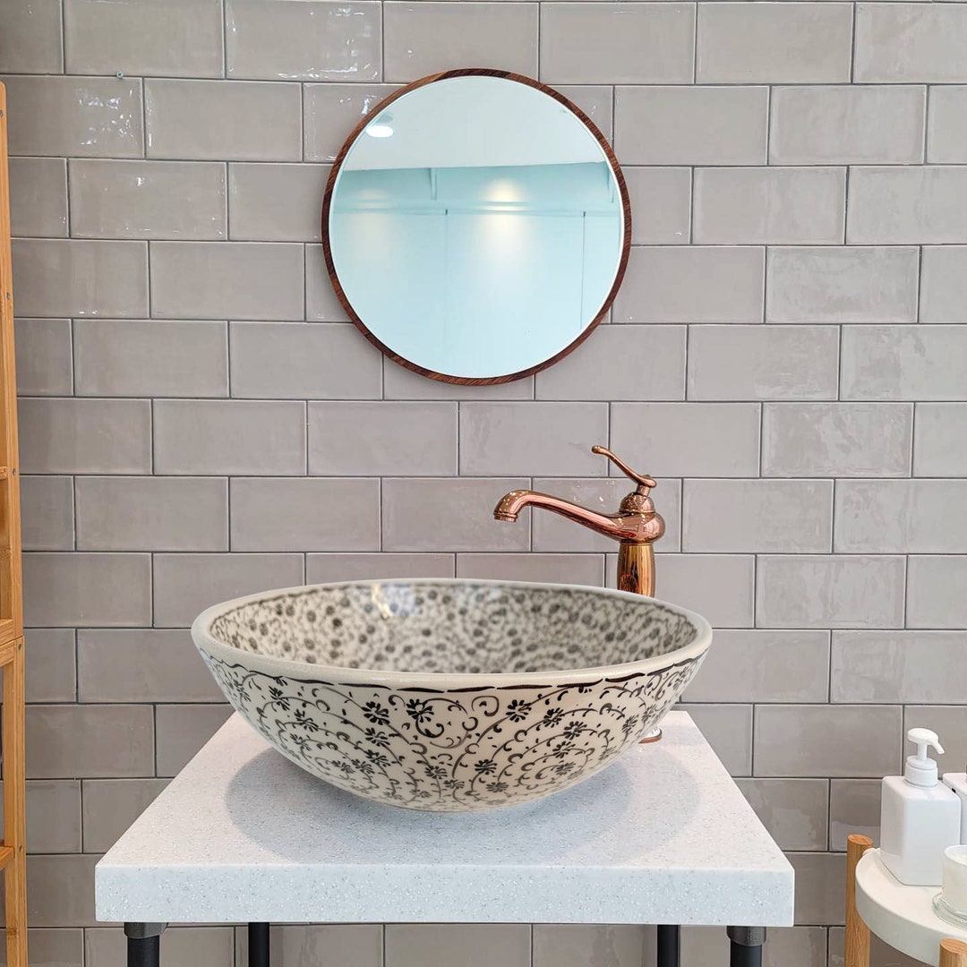 Bathroom Ceramic Black Circle Spiral Wash Basin, Bathroom Vessel Sink ...