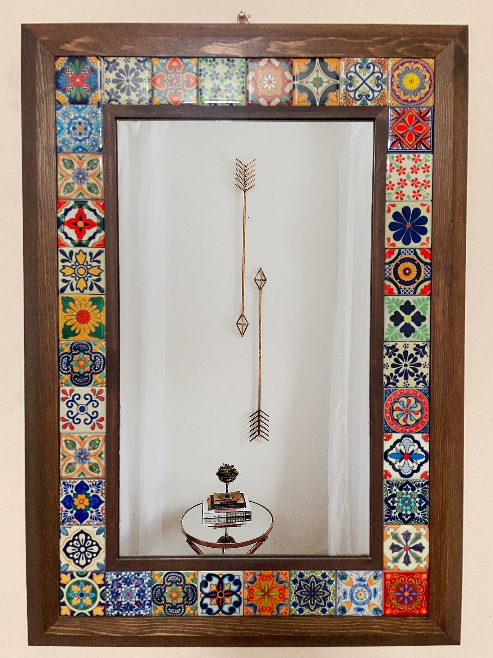 Ethnic Wall Hanging Big Mirror, Rustic Mirror Above Console, Bohem ...