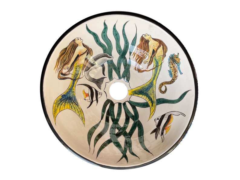 Bathroom Countertop Mermaid V Shaped Basin, Ceramic Unique Siren ...