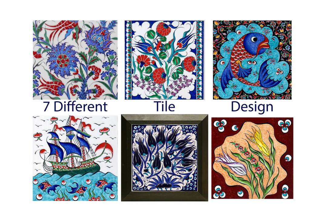 Ceramic Wall Hanging Square Tile With Wooden Frame, Accent Tile Panel ...