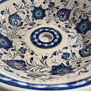 Ceramic Unique Blue Wash Basin, Bathroom Vessel Sink Above Counter ...