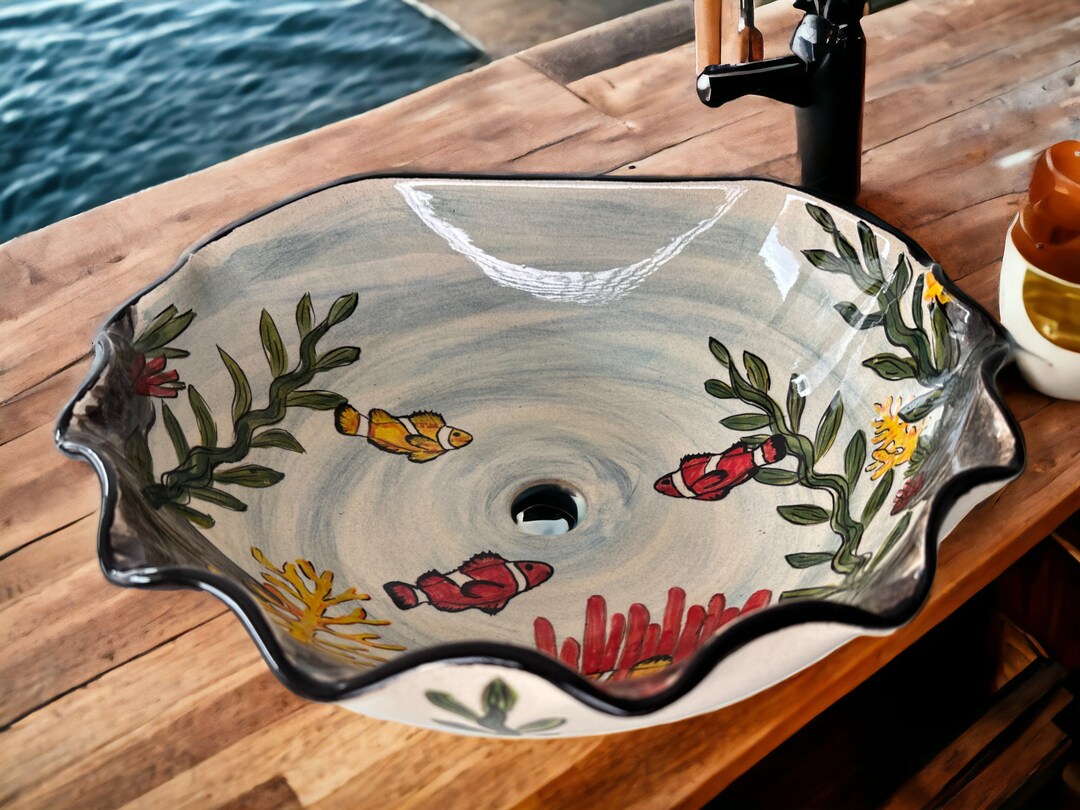 Bathroom Countertop Clownfish Sink, Ceramic Nemo Washbasin, Bathroom ...