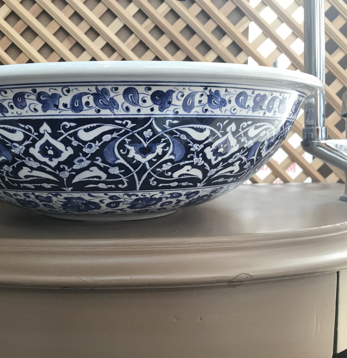 Floral Patterned Basin Sink Ceramic Countertop Basin - Etsy