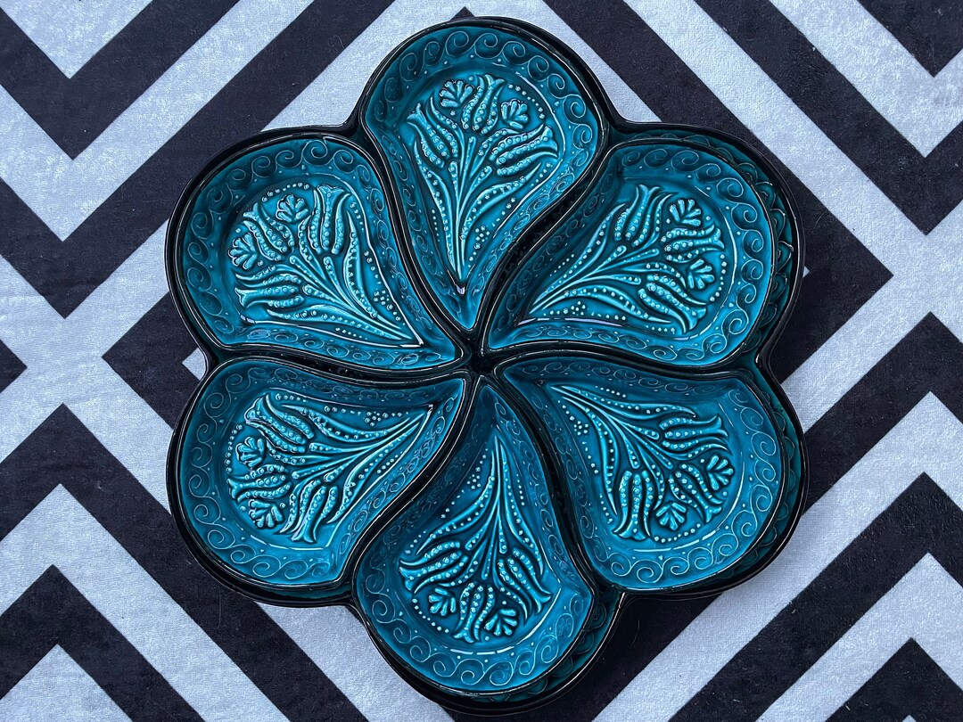 Turquoise Snack Serving Platter, Tapas Serving Set, Nuts Dishes ...