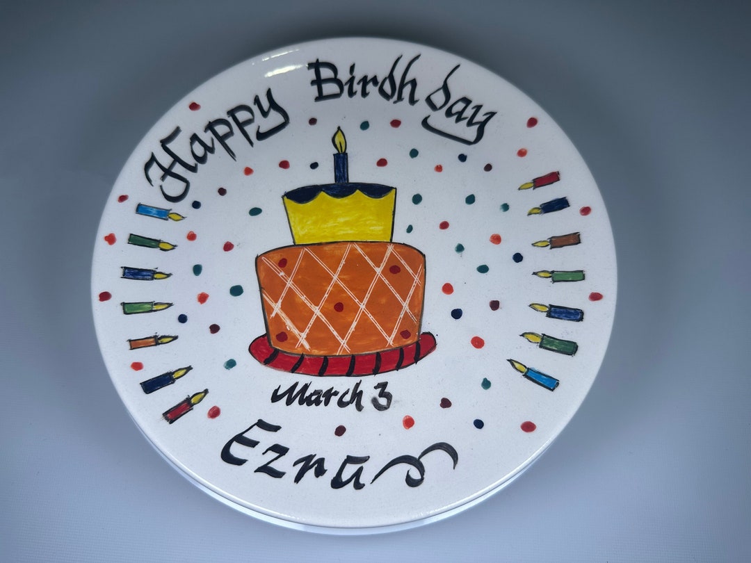 Happy Birthday Plate, Celebration Plate, Bright Colorful Cupcake ...