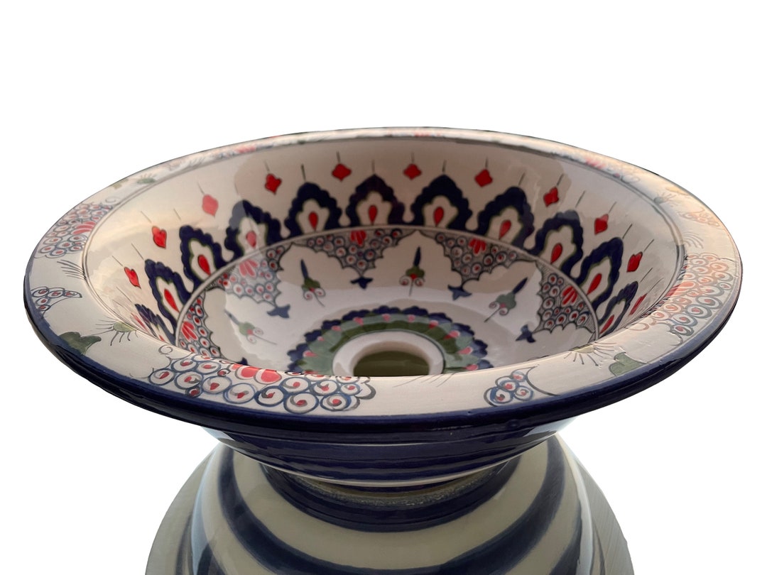 Bathroom Countertop Sink, Ceramic Floral Basin, Washing Sink, Cabinet ...