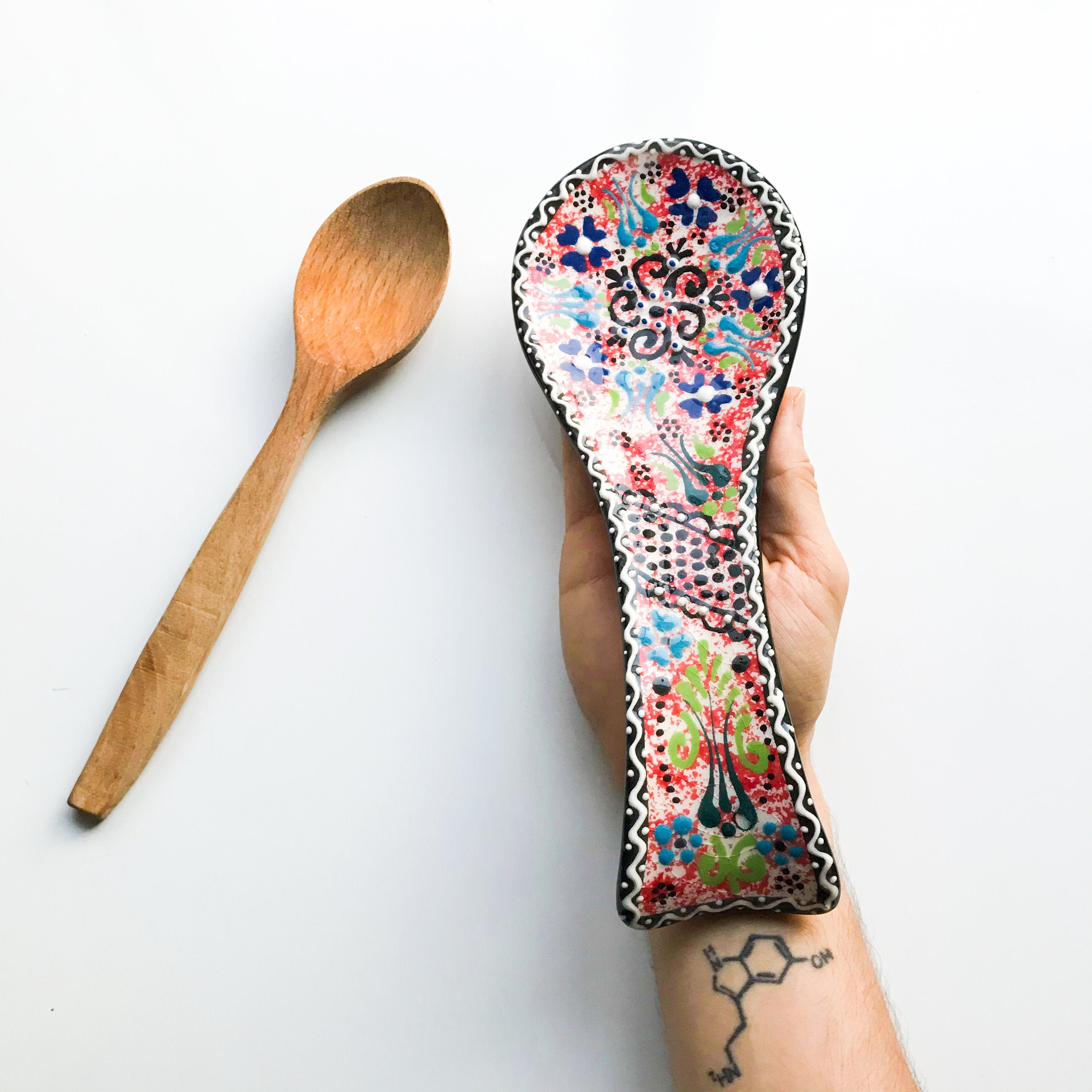 Red and Blue Ladle Holder Pottery Ceramic Ladle Rest Red - Etsy