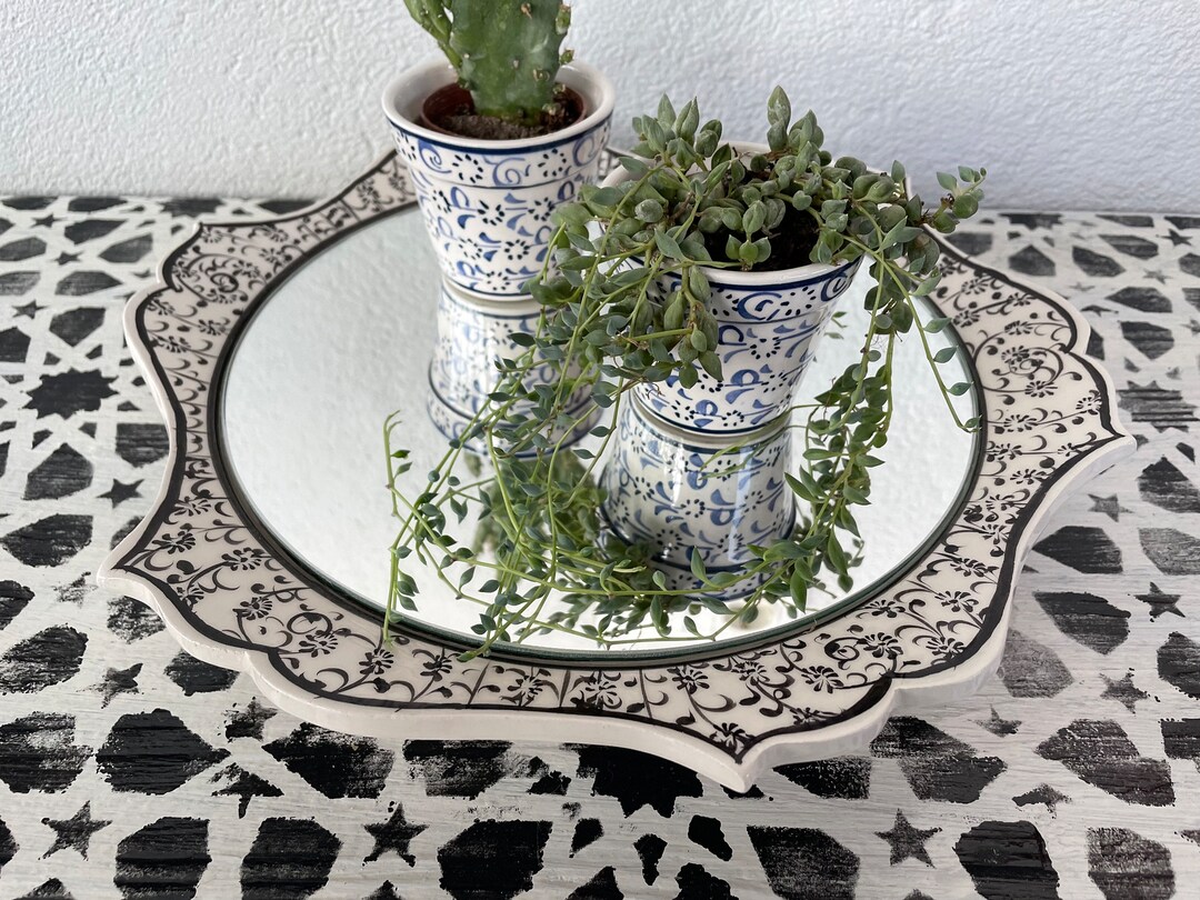 Decorative Wall Mirrors, Decorated Landscape Mirror, Hanging Ceramic ...