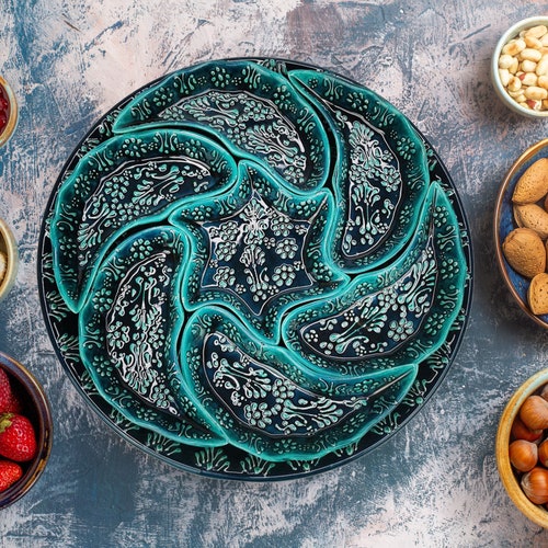 Handmade Ceramic Snack Platter Turkish Ceramic Offering Bowl - Etsy