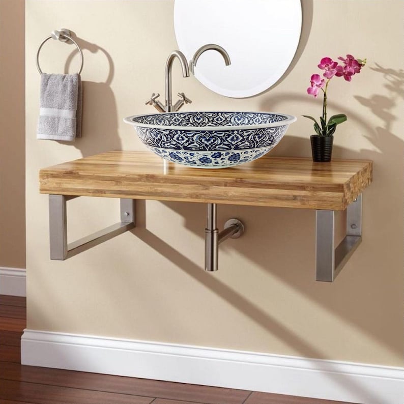 Floral Patterned Basin Sink Ceramic Countertop Basin - Etsy