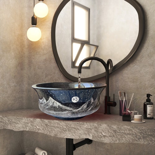 Ceramic Unique Night & Moon Washbasin Bathroom Vessel Sink - Etsy
