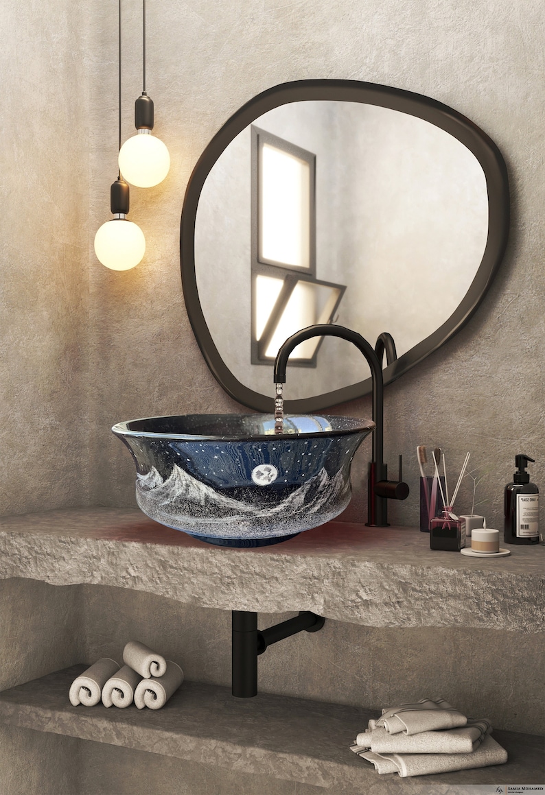 Night & Moon Washbasin Master Bathroom Ceramic Vessel Sink - Etsy