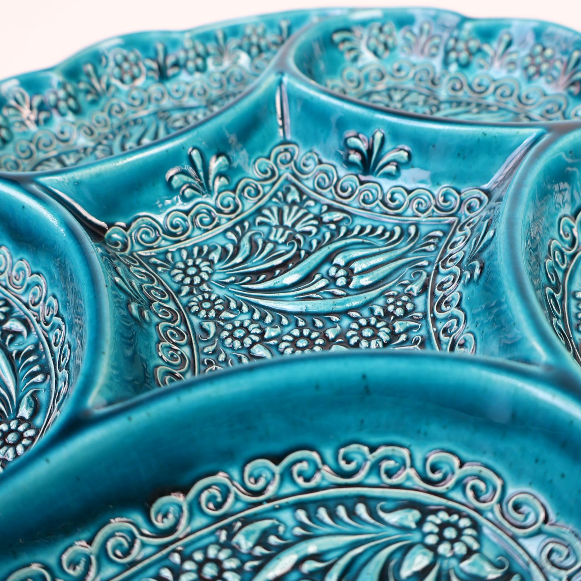 Multi Section Divided Serving Dish Platter, Turkish Ceramic Offering ...