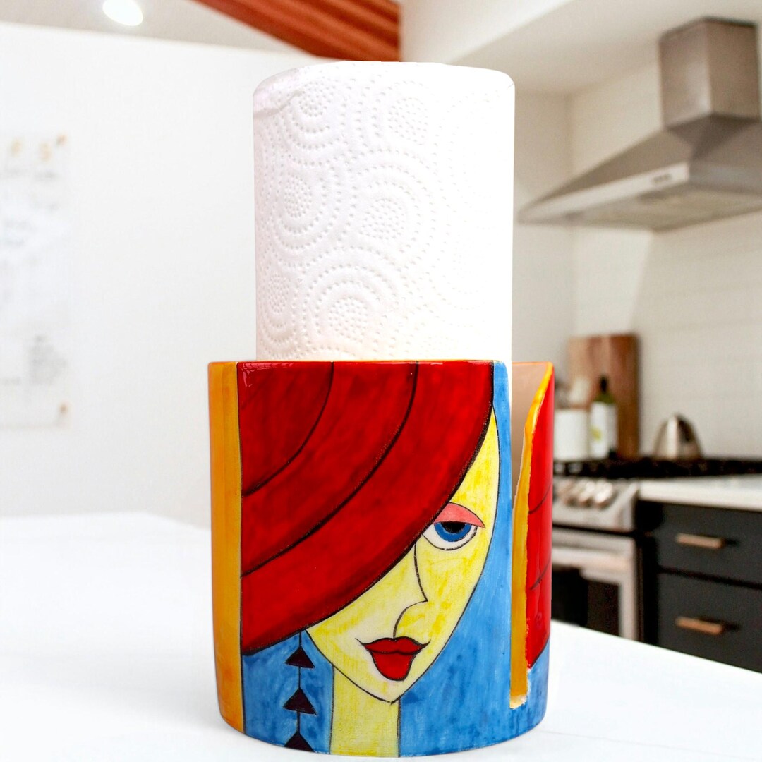Paper Towel Holder, Artisan Ceramic Roll Holder for Kitchen, Towel Bar ...