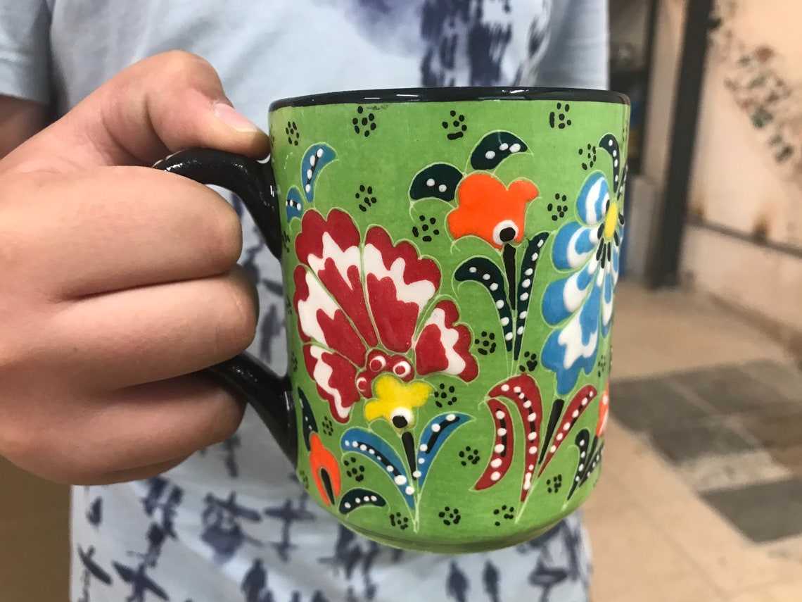 Handmade Beautiful Embossed Ceramic Mugs Double Espresso & - Etsy